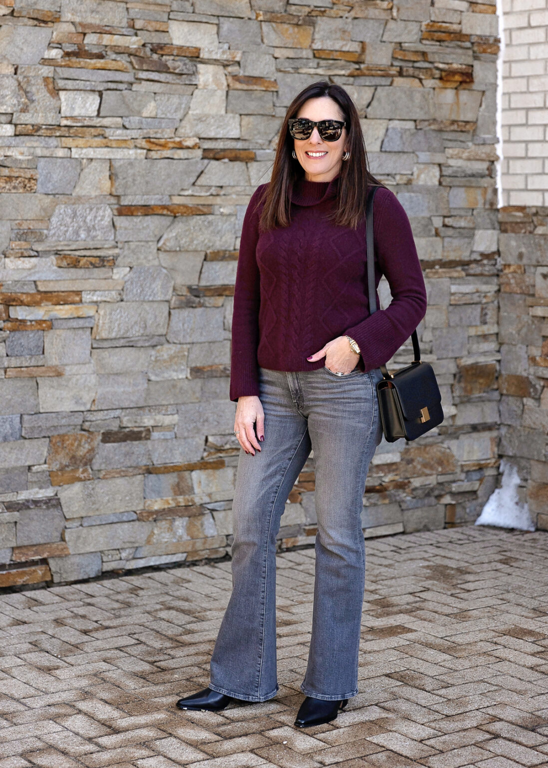 Then & Now: Grey Denim + Burgundy Sweater | Jo-Lynne Shane